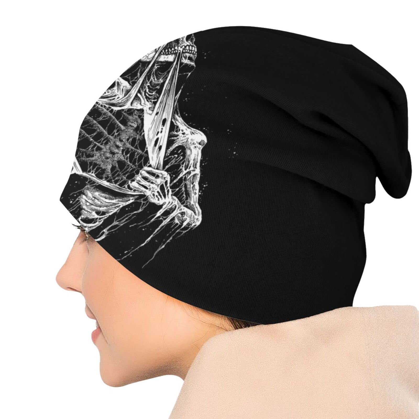 Skeleton Slouchy Beanie Warm Skull Knit Hat Trendy Headwear Nightcap for Women Men Elasticity Knitted Cap