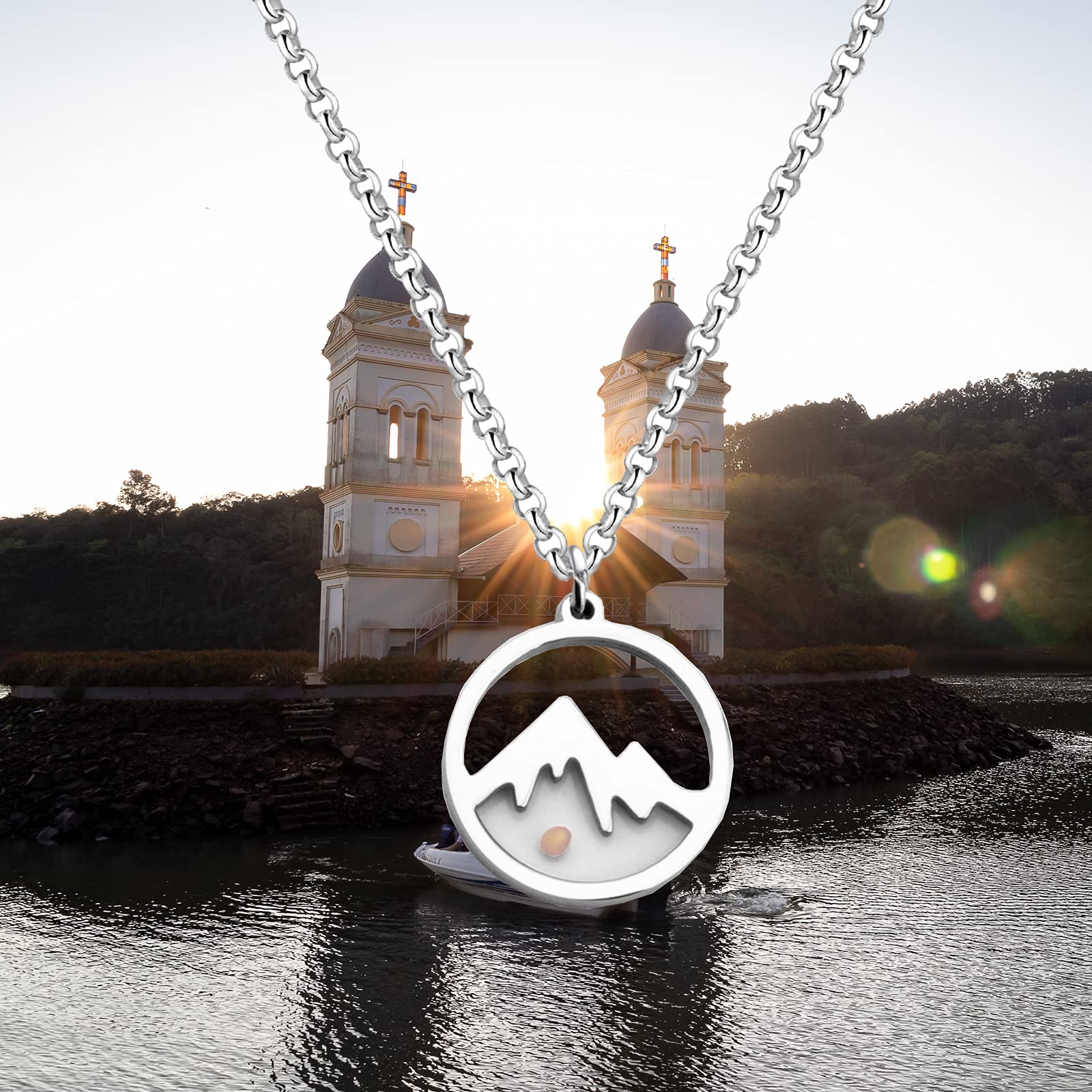 Octjewty Mountain Mustard Seed Jewelry Faith Move Mountains Necklace Bracelet Gift for Christian (Pendant Necklace)
