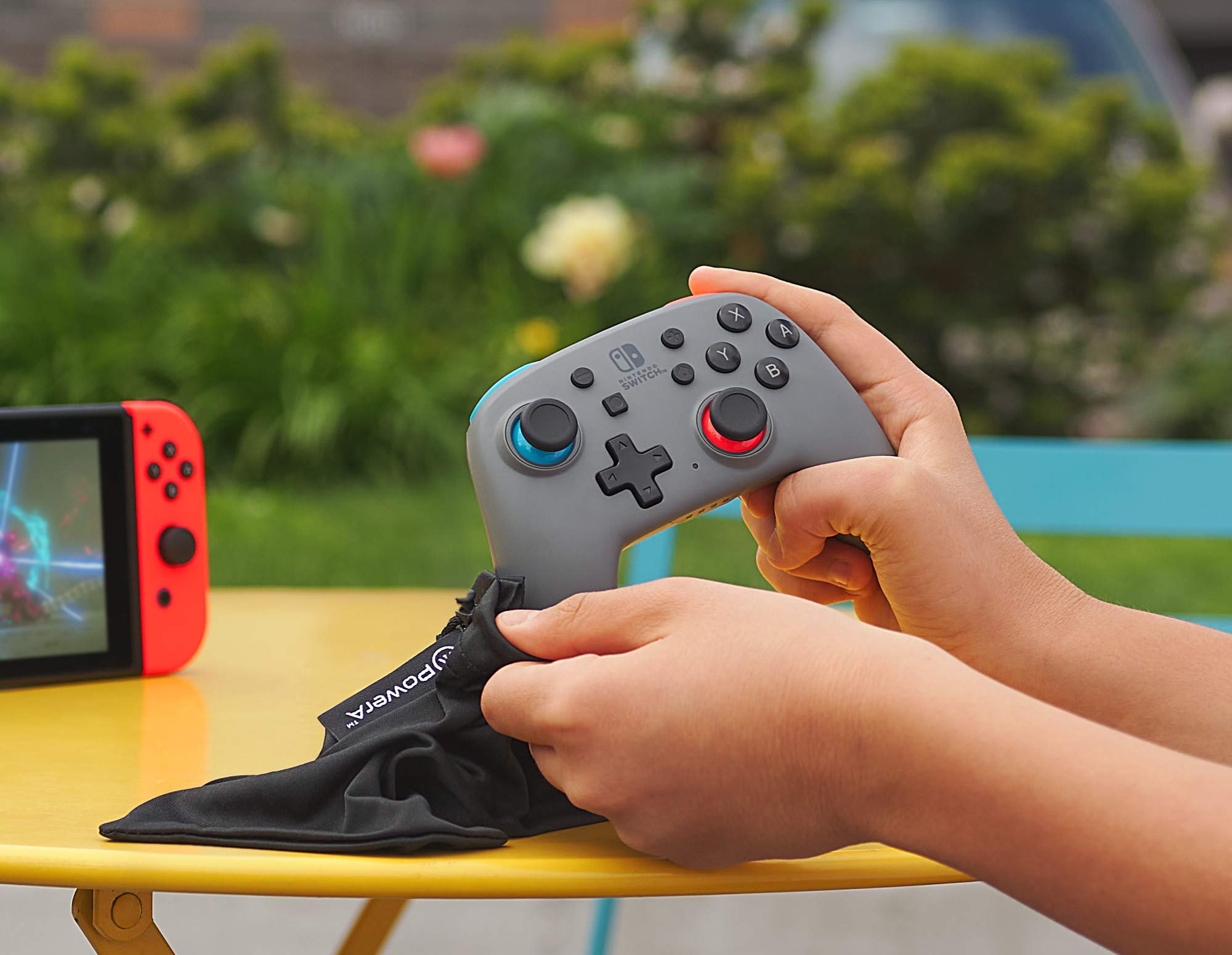 PowerA Nano Enhanced Wireless Controller for Nintendo Switch - Grey-Neon, Works with Nintendo Switch Lite, Bluetooth Controller, Gamepad, Compact, Smaller, Rechargeable, Portable - Nintendo Switch