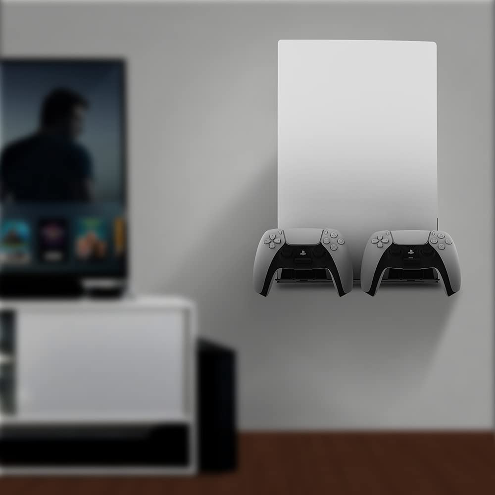 SNIPELAB Wall mount bracket compatible with PlayStation 5 PS5 comes with two controller holder