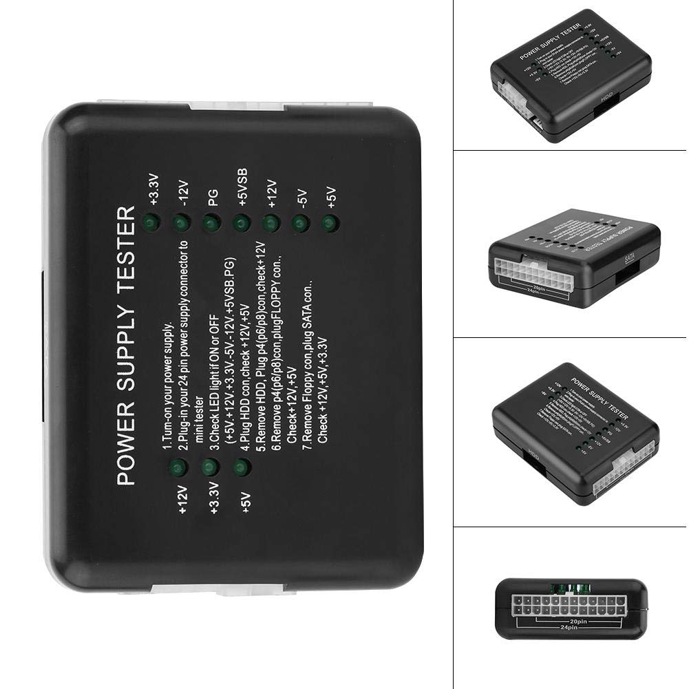 Power Supply Tester for Floppy for HDD for CDROM for SATA, 20/24 Pin Computer Power Supply Tester Checker, 4 Pin(P4), 8 Pin(Dual CPU), 6 Pin(PCIExpress)