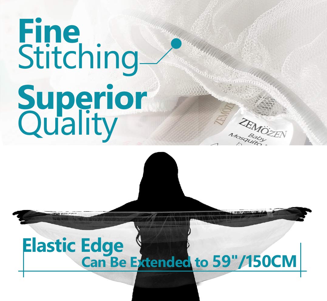 Mosquito Net for Stroller - Stroller Mosquito Net - Netting for Stroller Cover - Bug Net for Stroller Bouncers for Infant Carrier Car Seat Cradle &Mini Crib -Large, Elastic & Breathable
