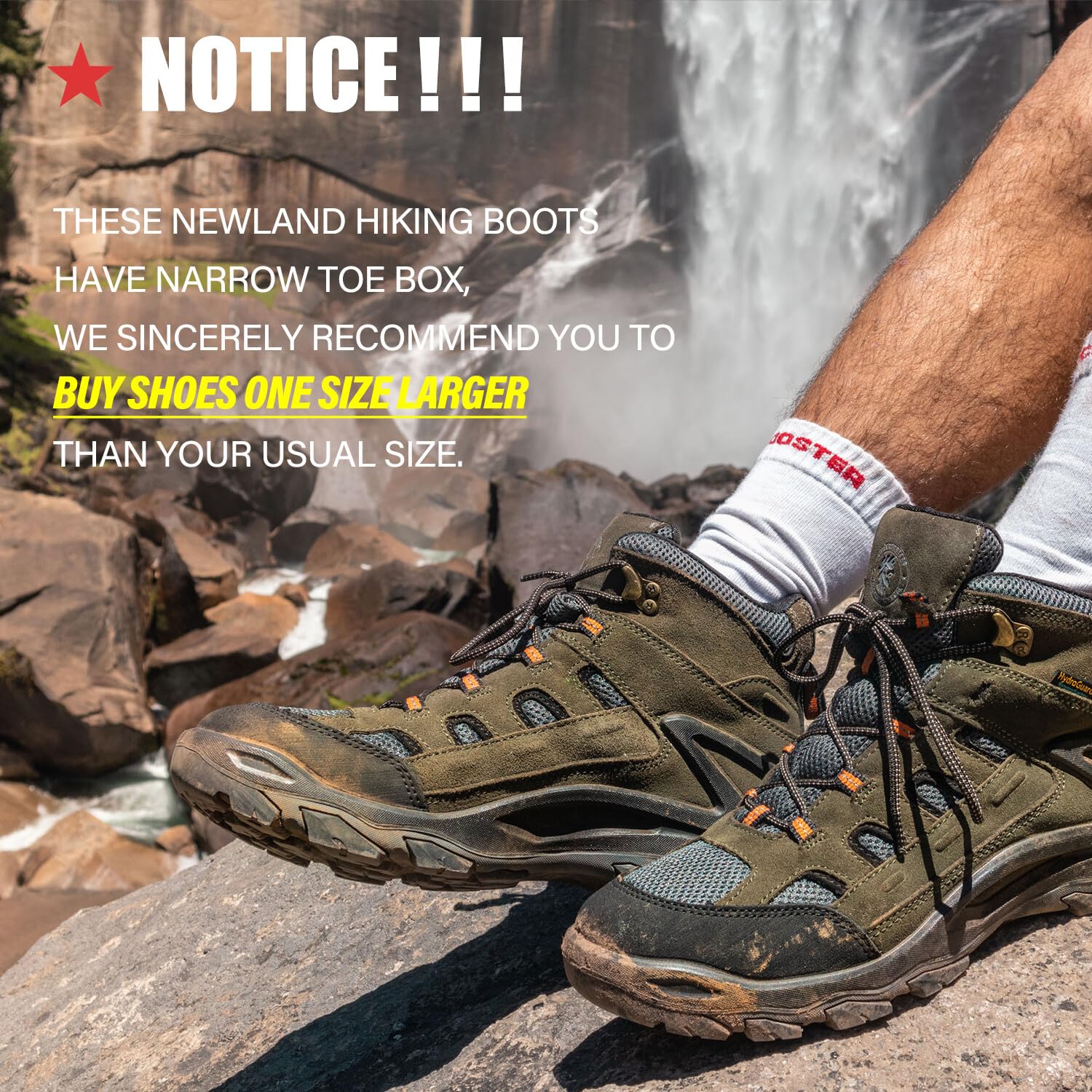 ROCKROOSTER Newland Mens Hiking Boots, 6'' Waterproof Suede Leather Trekking Boots, Non-Slip Ankle Support Outdoor Boots, Anti-Fatigue, Comfortable, Shock Absorption(KS5536 US 8)