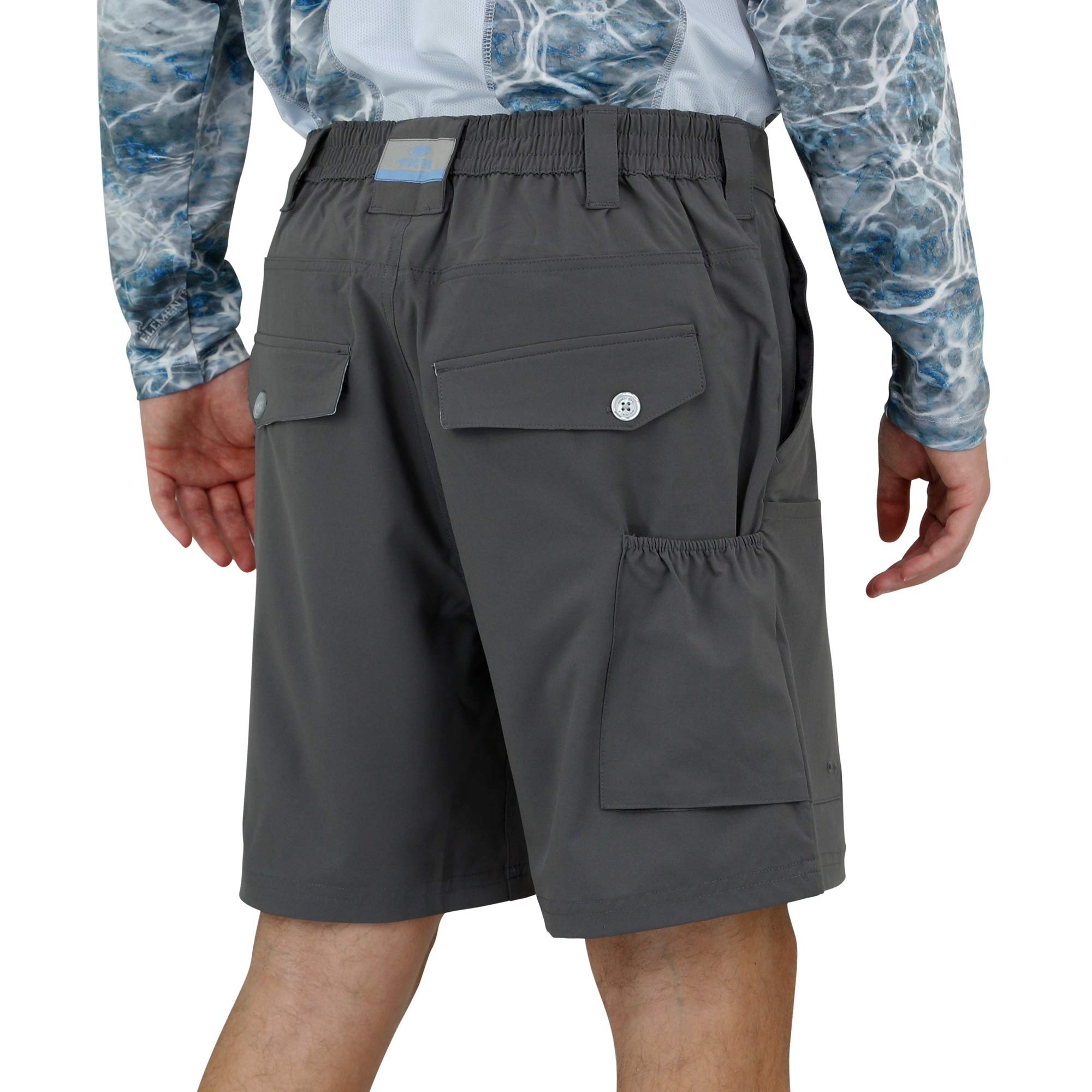 Mossy Oak Standard Fishing Shorts for Men Quick Dry Flex, Charcoal, XX-Large