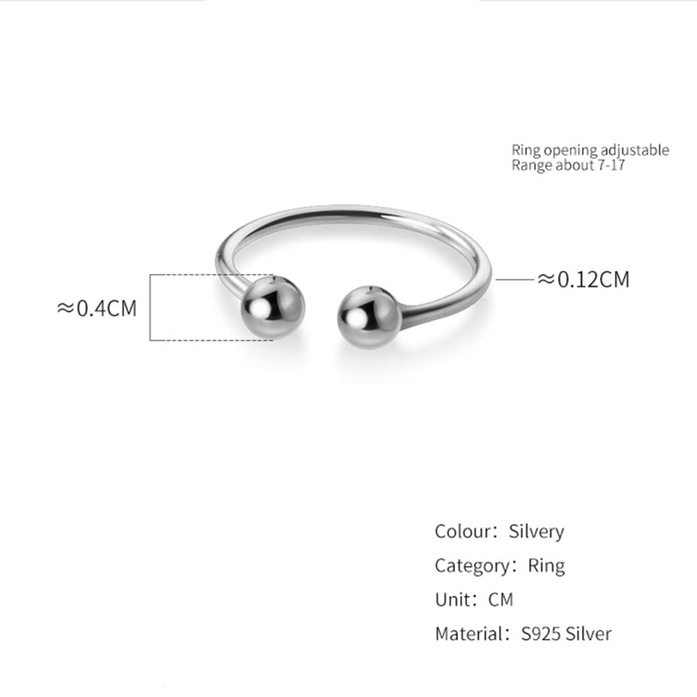 NewZenro Dainty Tiny Balls Knuckle Stacking Rings for Women S925 Sterling Silver Statement Adjustable Open Rings Minimalist White Gold Plated Polished Tail Finger Rings Hypoallergenic Jewelry Gifts