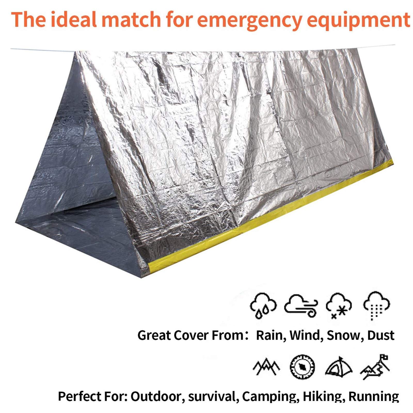 Ninth C 2-Person Emergency Tube Tent,8โ X 5โ Waterproof Mylar Thermal Survival Shelter Tent for Hiking Camping