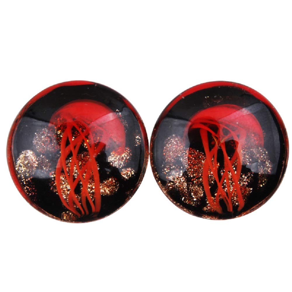 NewZenro Glass Ocean Jellyfish Ear Plugs Gauges Tunnel Expanders Stretcher Unique Earrings Double Flared Piercings Body Jewelry Blue Red Set (9/16"(14mm))