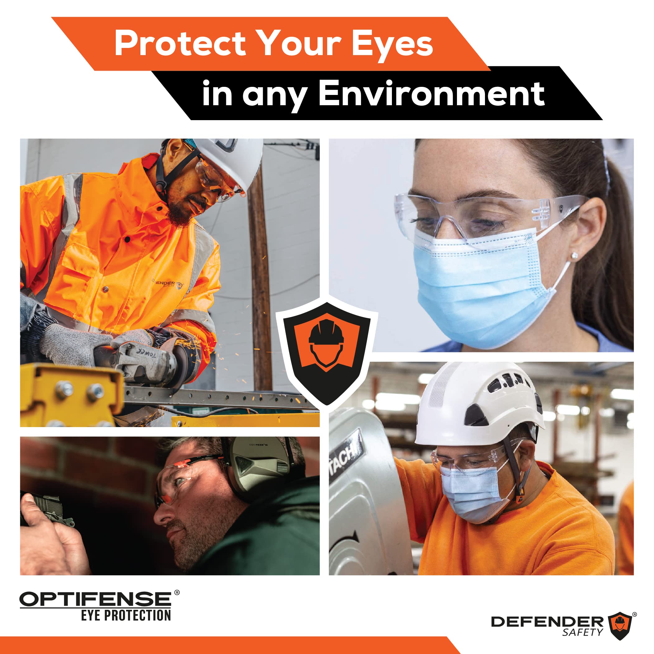 OPTIFENSE™ VS3 Anti Fog, Premium CLEAR/TINTED Safety Glasses, ANSI Z87+(Blue Frame, Clear Lens)