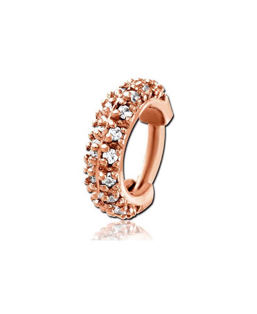 Rose-Tone 316L Surgical Steel Multi Purpose Clicker Hoop Septum Helix Nose Ring Daith Ear Cartilage 1/4" 18G