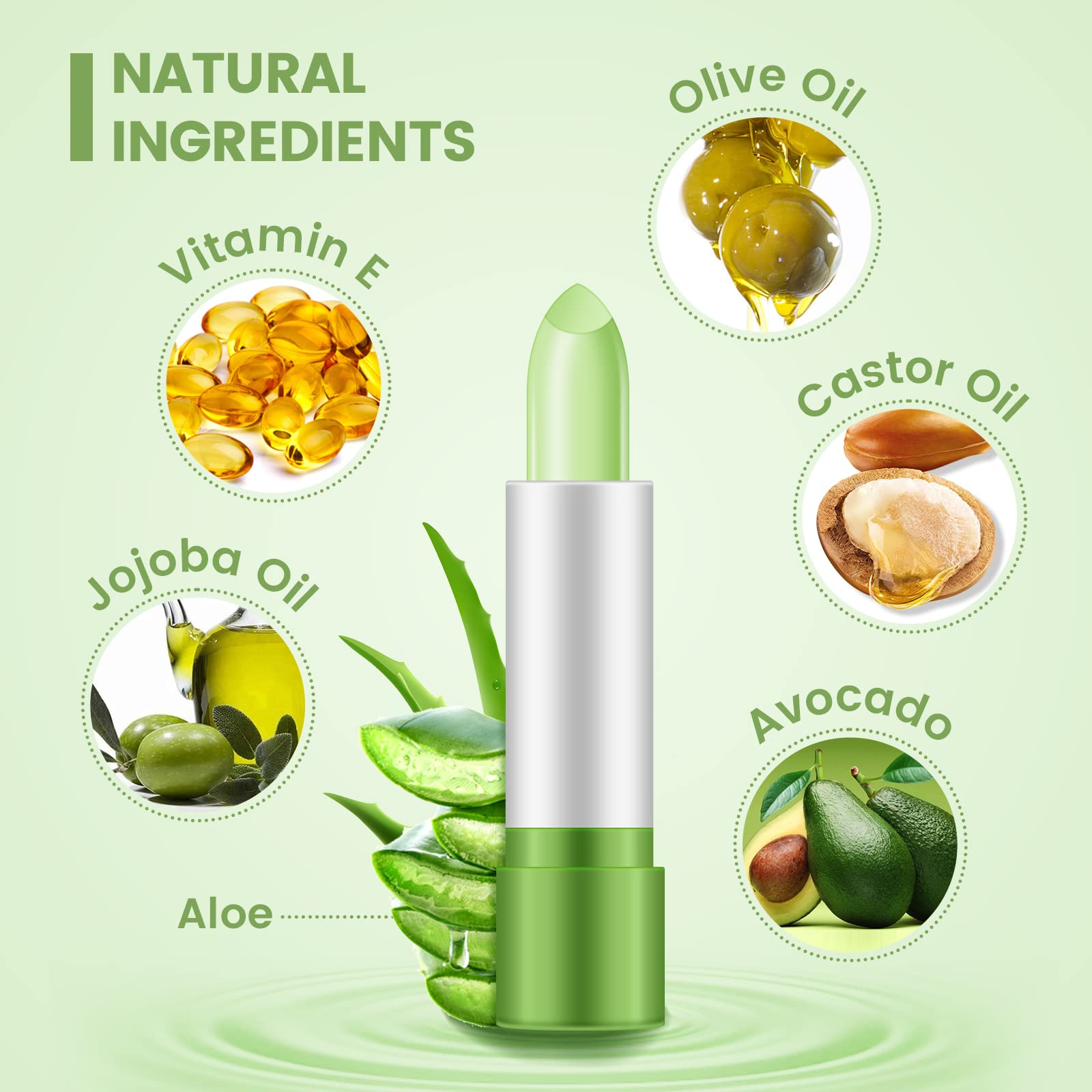 Ownest 10 Packs Aloe Vera Lipstick, Long Lasting Nutritious Soothing Lip Balm, Lips Moisturizing Magic Temperature Color Change Lipstick, Lip Care, Update Packaging