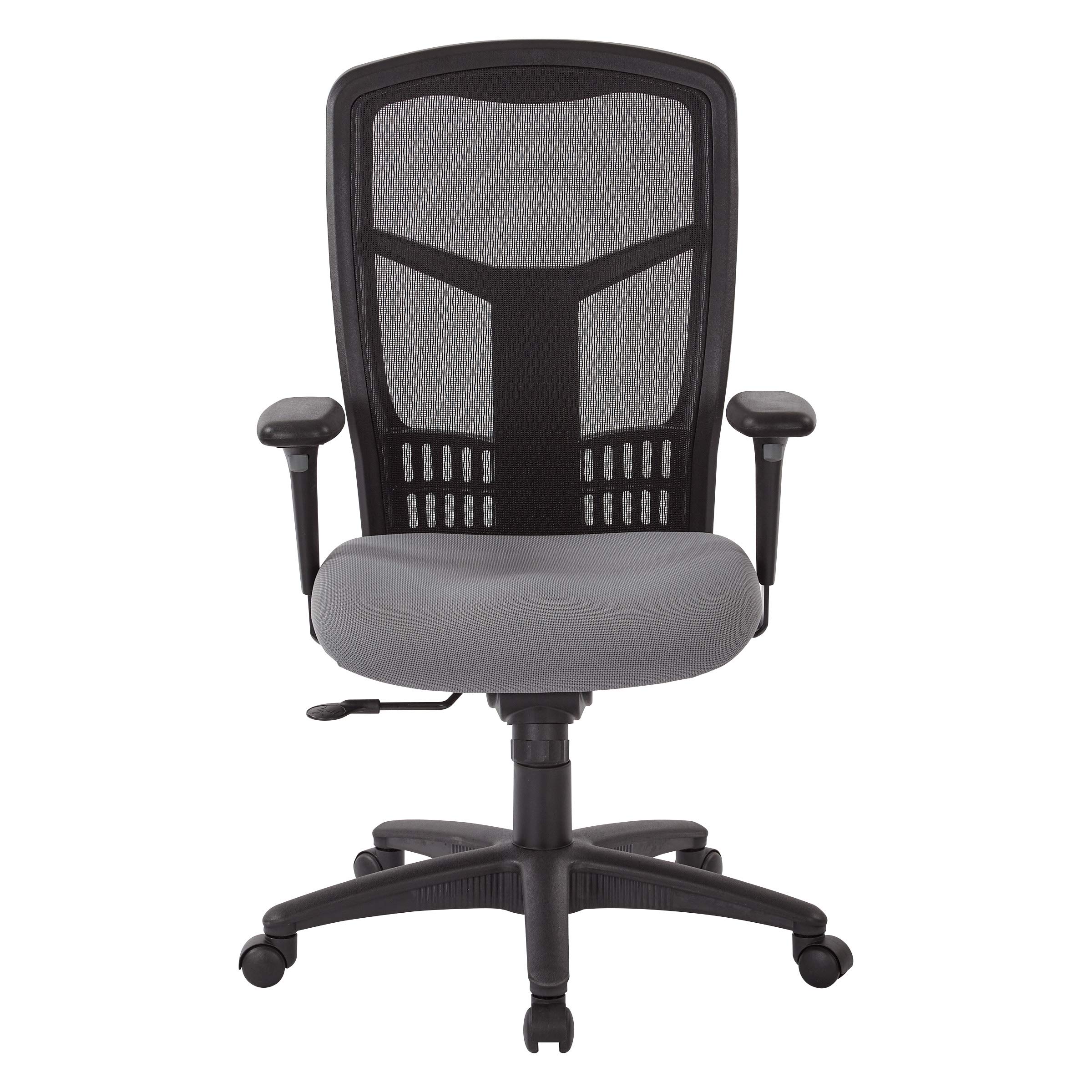 Office Star ProGrid High Back Manager's with Adjustable Seat Height, 2-to-1 Synchro Tilt Control and Seat Slider, Steel Gray Fabric