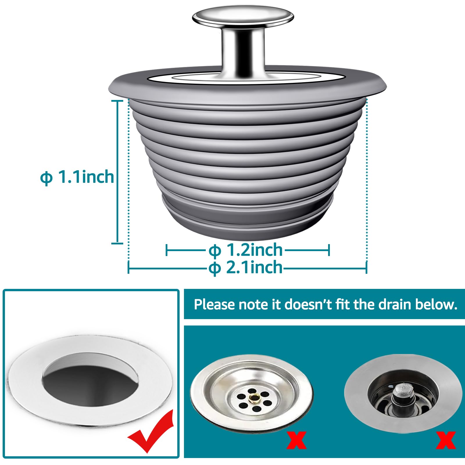 Upgrade Bathtub Drain Stopper, Tub Stopper, Bathtub Drain Plug, Universal Bathroom Sink Stopper, Bath Tub Stopper, Drain Cover Shower Accessories Replacement Jets Faucet Home Topper(Patent Pending)