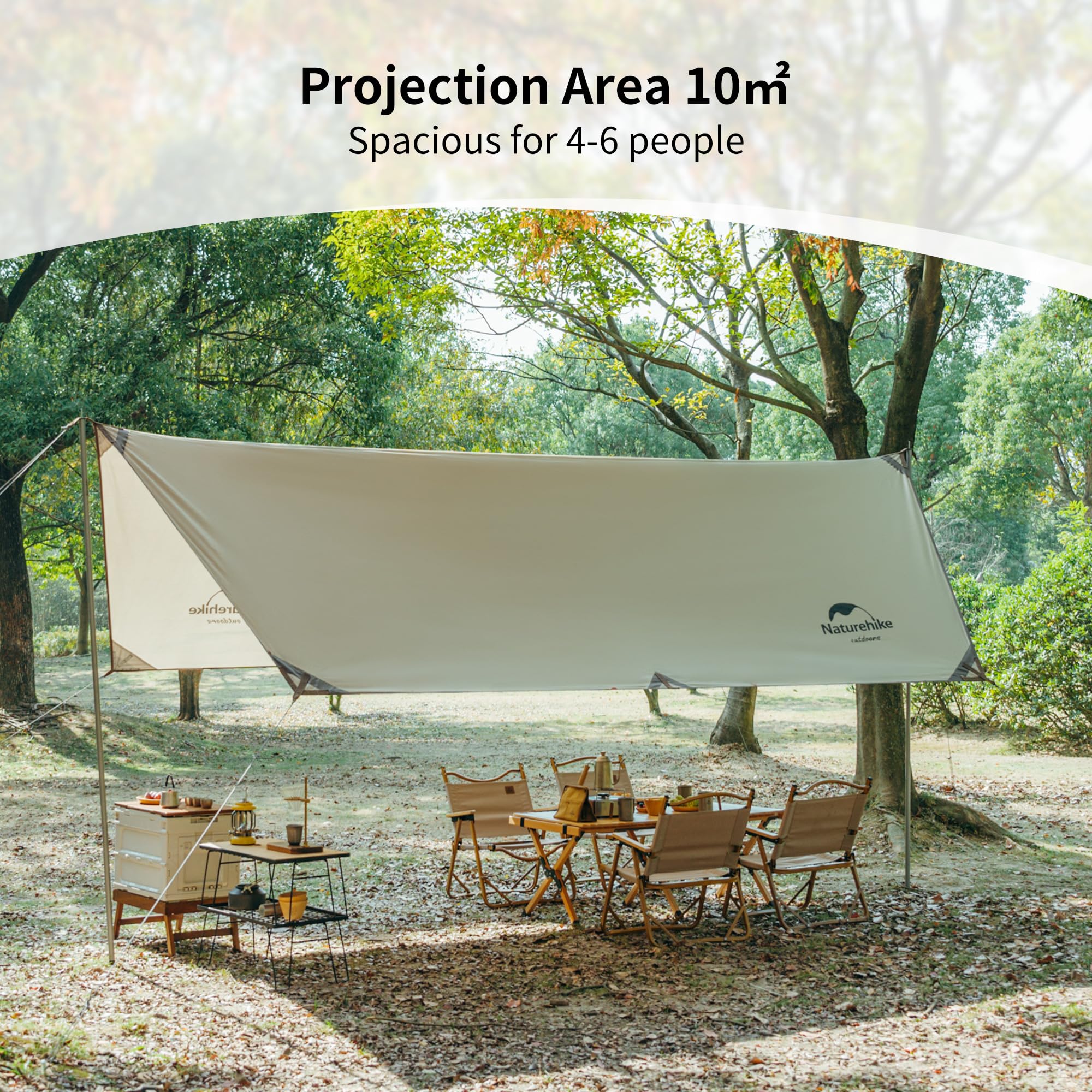 Naturehike 13ft X 9.6ft Large and Ultra-Light Canopy, Rainproof, Sunscreen, Windproof Outdoor Camping Picnic Tent Awning for 4-6P (400292cm)