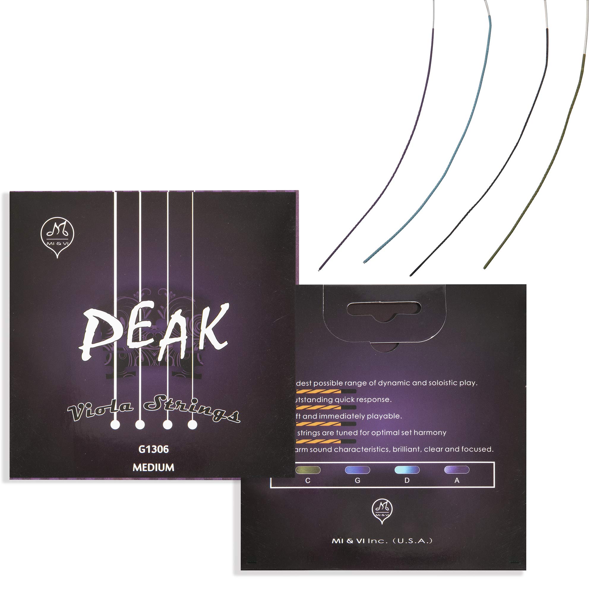 MI&VI PEAK Premium Viola Strings — Universal Full Set (A-D-G-C) for 12” Violas | Synthetic Core | Ball-Ends | Medium Gauge Tension - By MIVI Music