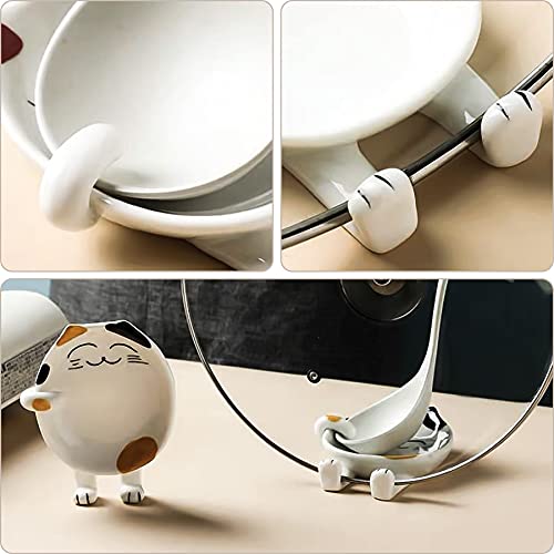 VanlonPro Ceramic Spoon Rest,Cartoon Black Yellow Cat Spoon Rests,Multi-Functional Utensil Spoon Rest Holder for Cooking,Kitchen Counter,Stove Top,Utensil Holder,Coffee Spoon Rest,Gift for Cat Lover