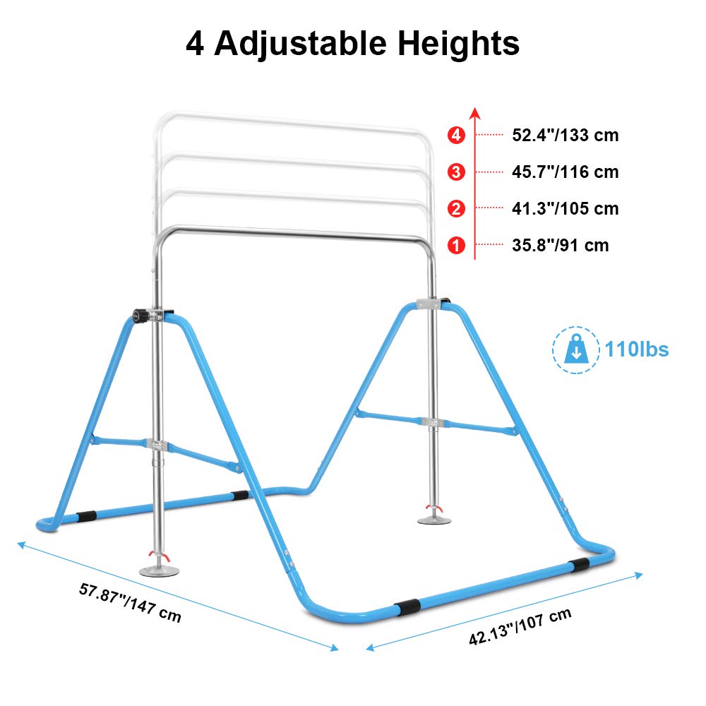 ONETWOFIT Gymnastics Bars Kids Kip Training Bars for Home,Folding Horizontal Bars with Adjustable Height,Practice Bar Gymnastic,Junior Training Bar for Child OT228