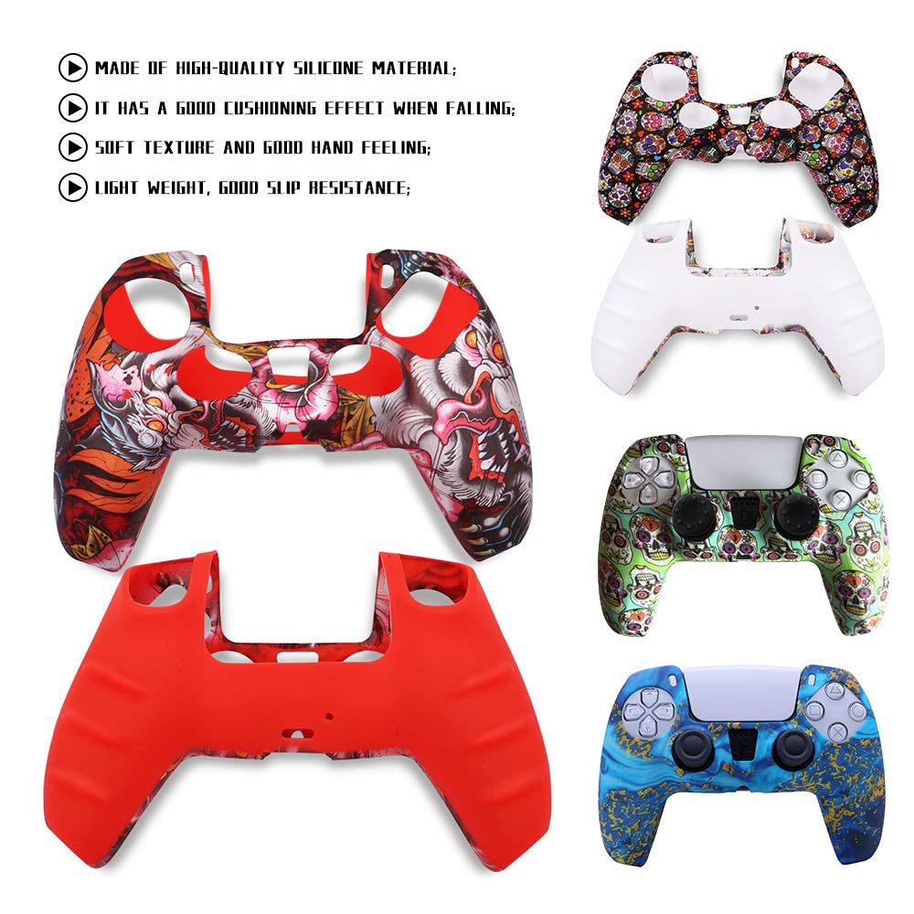 PS5 Controller Grip, Non Slip Comfort Silicone Skin Cover Protector Case for Sony PS5 Controller with 8 Joysticks Caps,Shock-Absorption Anti-Scratch Case Compatible (4 Pack)