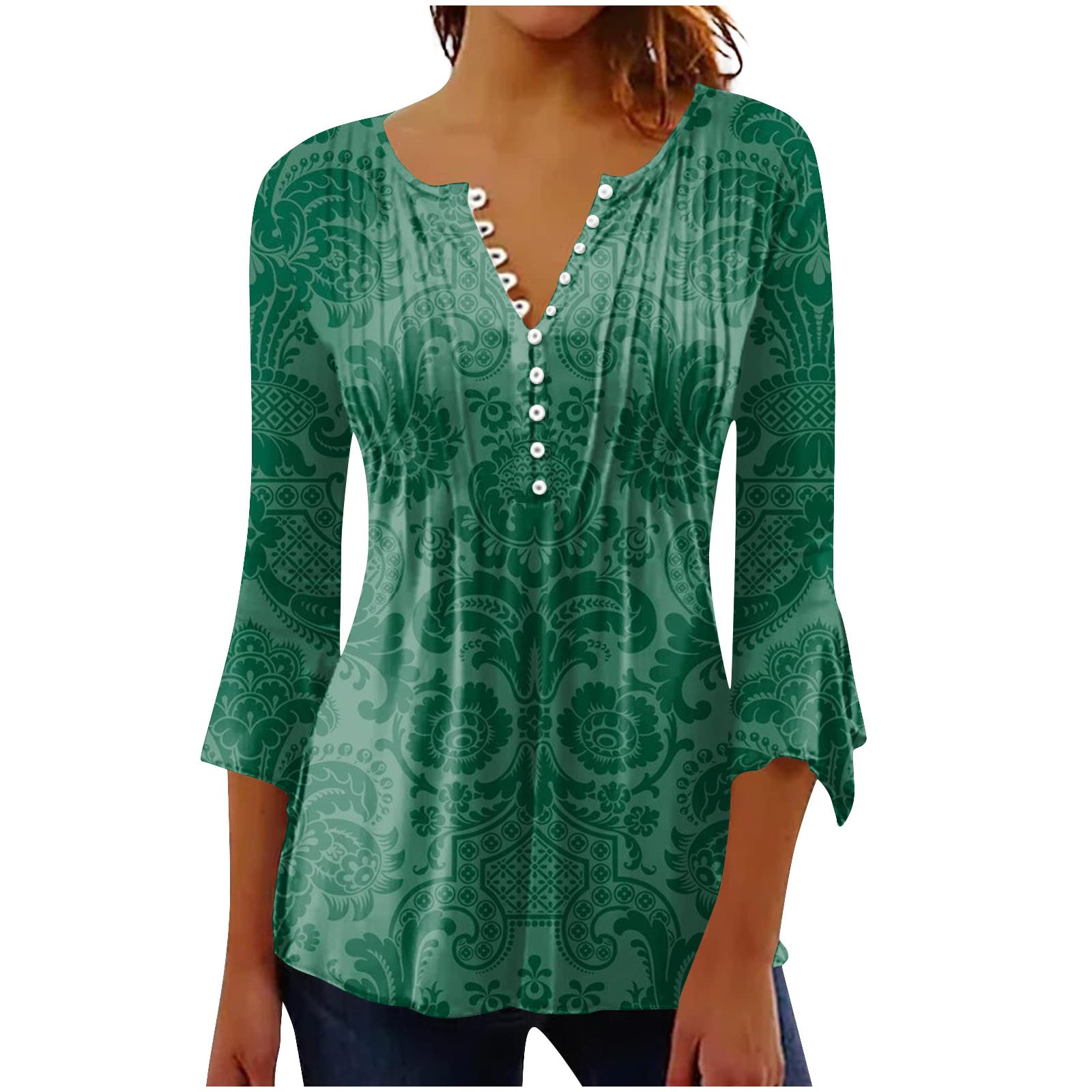 Next Day Delivery Items Prime Tops Plus Size Tops for Women 3/4 Bell Sleeve Button Down Womens Activewear Tops Goth Shirt USA Womens Shirt Plus Size Swim Tops for Women Sexy White Tops