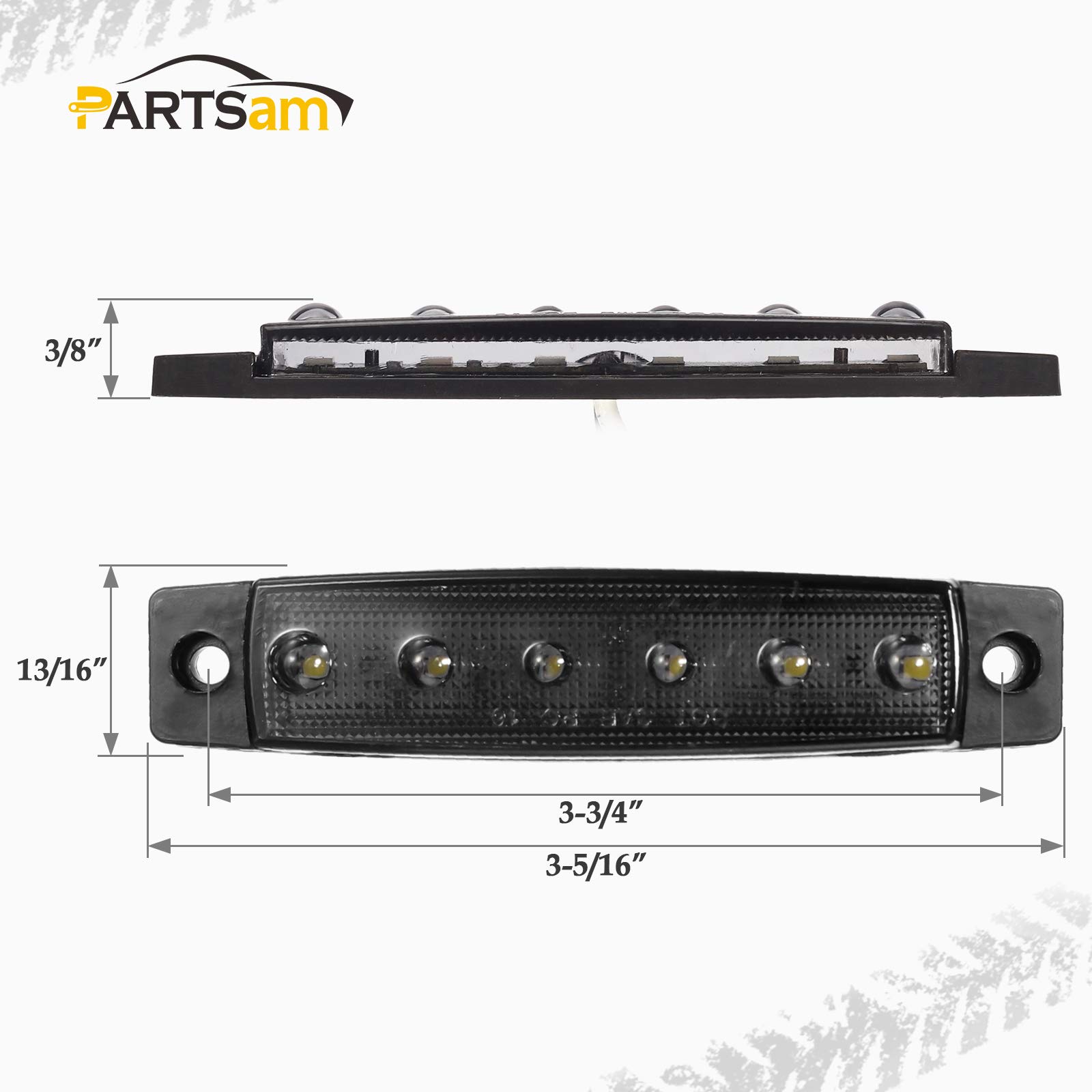 Partsam 10Pcs 3.8" Inch Smoked 6 White LED Boat Interior Navigation Courtesy Utility Strip Light Bar Marine Deck Transom Step Cockpit Lighting Lamp Waterproof for Fishing Pontoon Kayak Yacht Sailboat