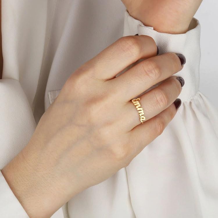 PLATYCO Personalized Name Ring 925 Sterling Silver Name Ring Personalized Custom Ring for Women