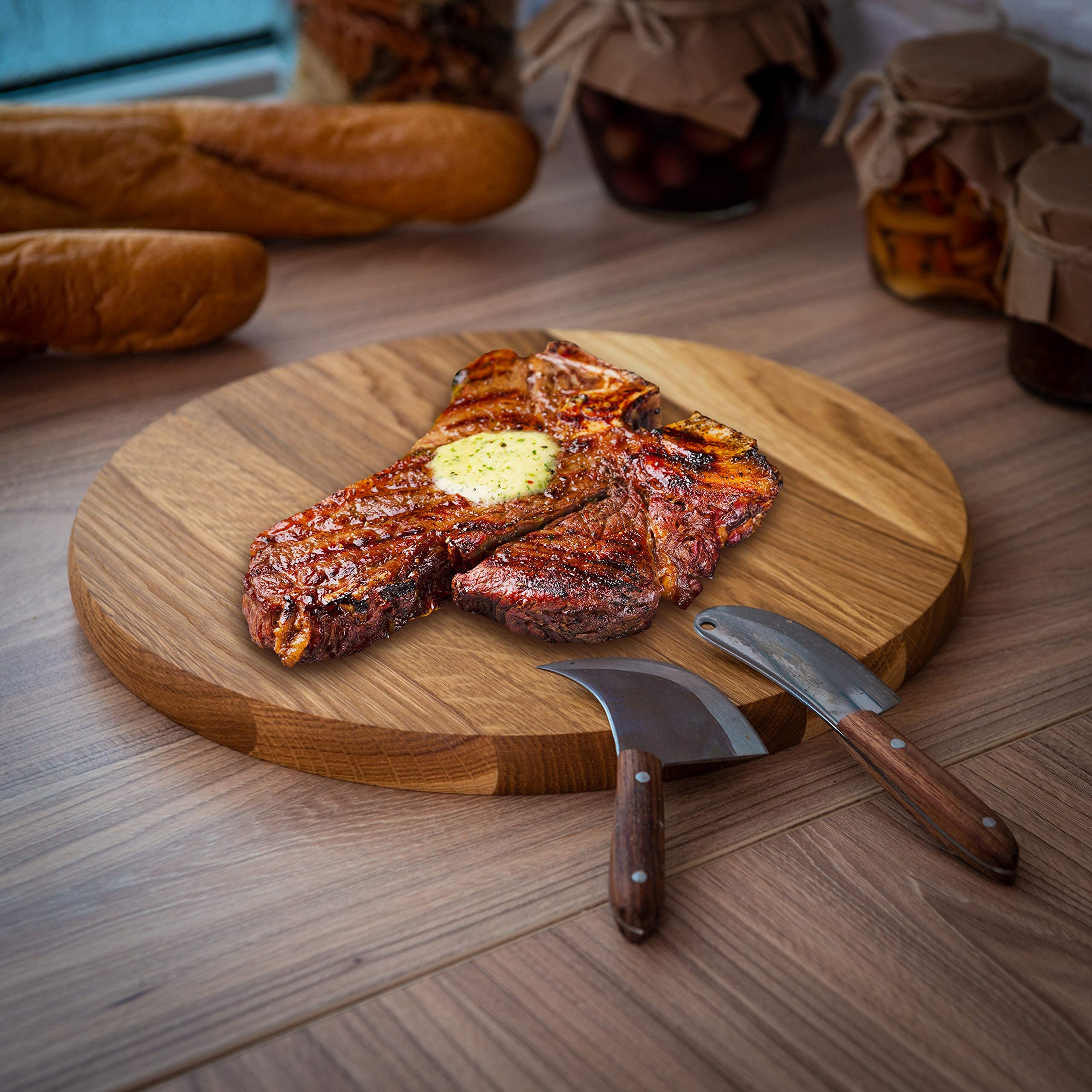 Oak Round Cutting Board, Reversible Cutting Boards For Kitchen, Wood Chopping Board, Great Charcuterie and Cheese Board… (Round 12 inch)