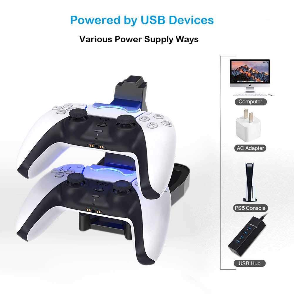 PS5 DualSense Controller Charger, Aosai Playstation 5 Controller Charger Charging Docking Station Stand.Dual USB Fast Charging Station & LED Indicator for Sony PS5 DualSense Controller (Black)