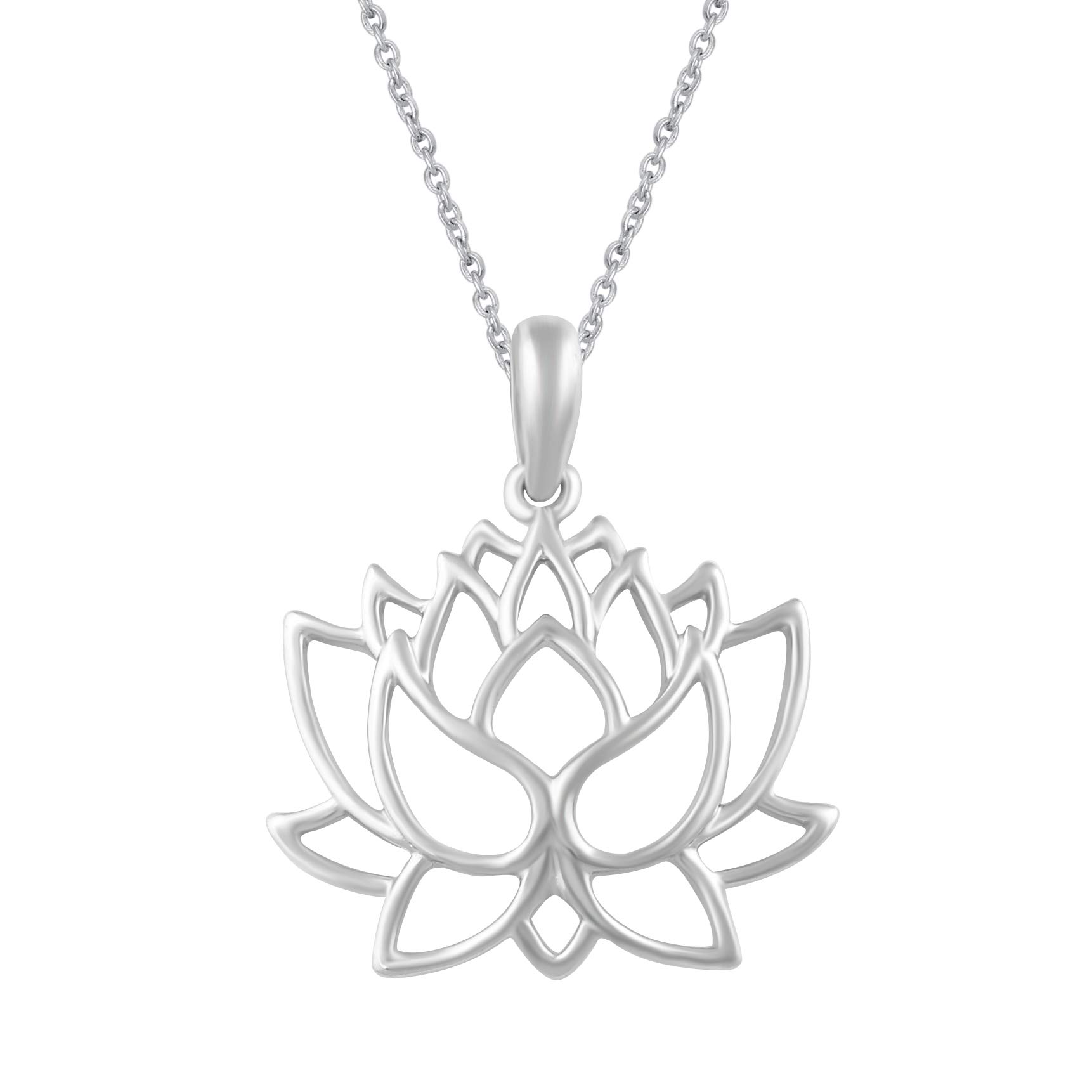 Prime and Pure Charm Pendant Necklace Set in 925 Sterling Silver for Womens | Open Lotus | Celtic Cross | Angel Wing | Tiny Lotus | Tiny Love Heart (Open Lotus)