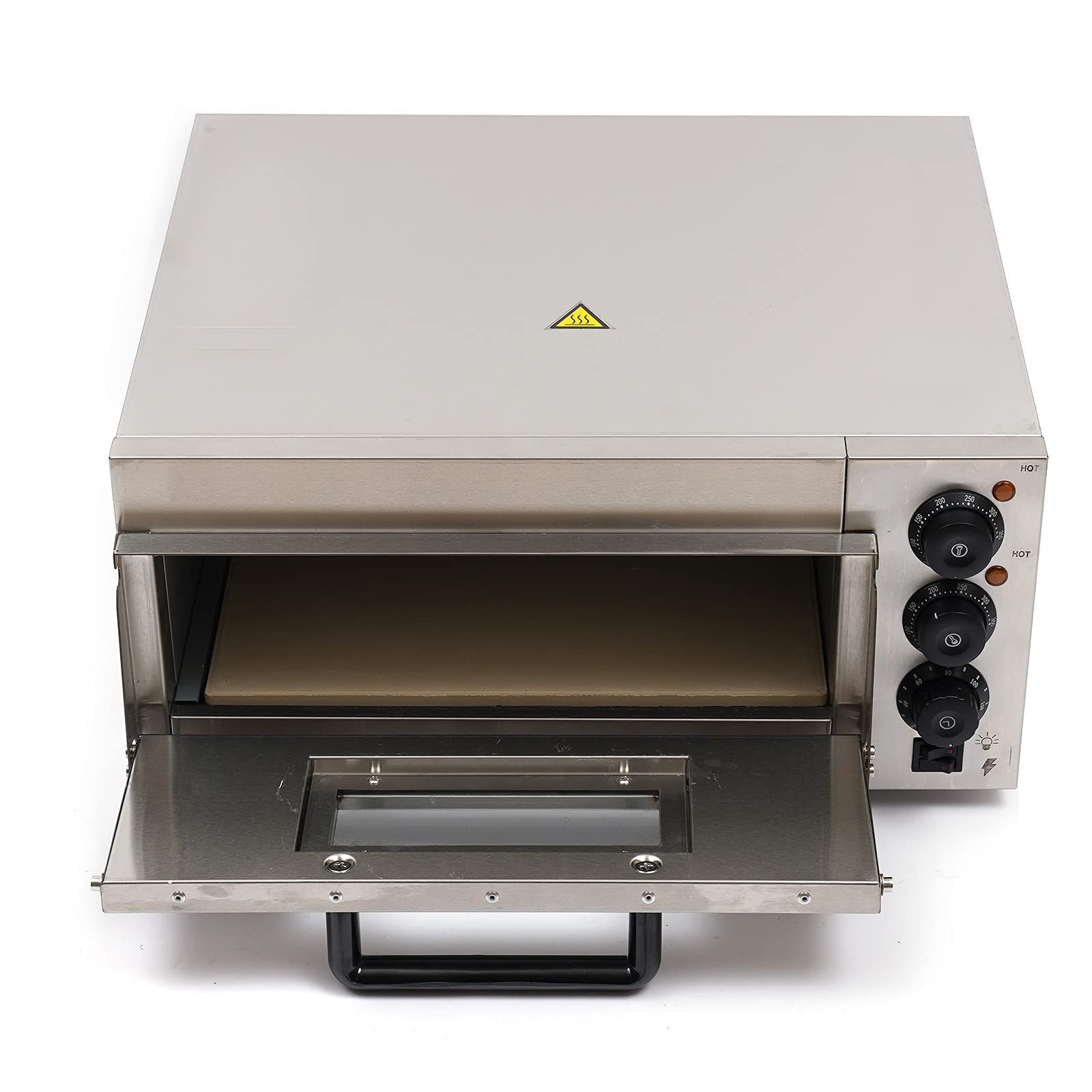 METTSOCH Pizza Oven Single Deck Fire Stone Electric 2000W 11.5inch Stainless Steel Commercial For Indoor, Business Sliver