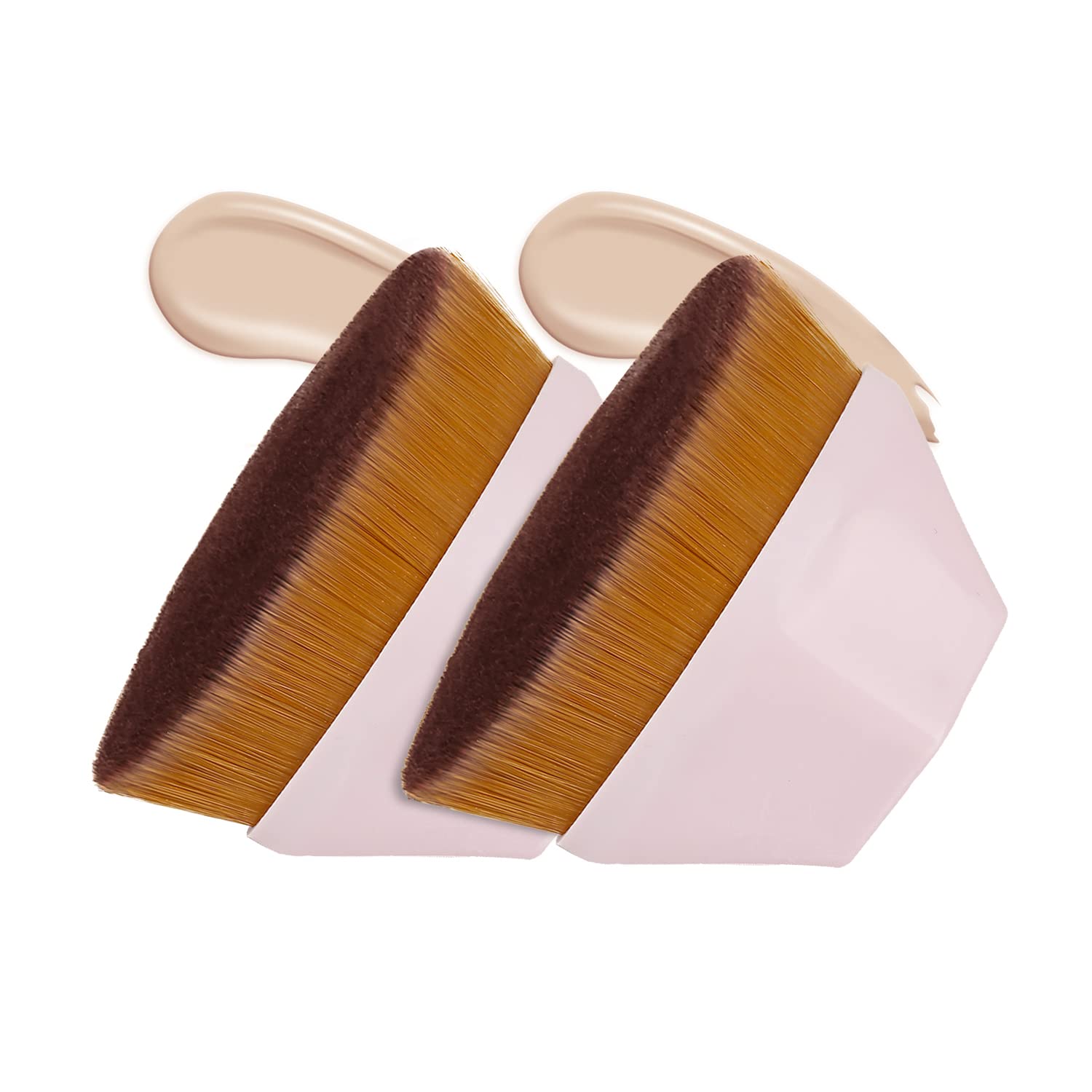 QiBusLeen Kabuki Foundation Makeup Brush Multifunctional Face Powder Brush Flat Top Petal Shaped Base Makeup Brush Large for Blending Liquid Makeup, Cream or Flawless Powder Cosmetics (Pink)