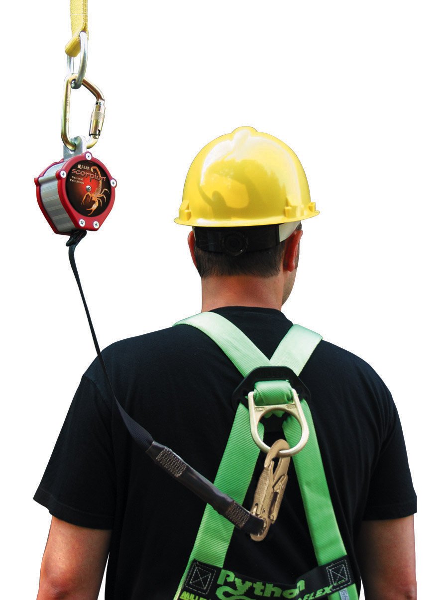 Miller PFL-2/9FT Scorpion 9-Foot Personal Fall Limiter with Steel Twist-Lock Carabiner, Red