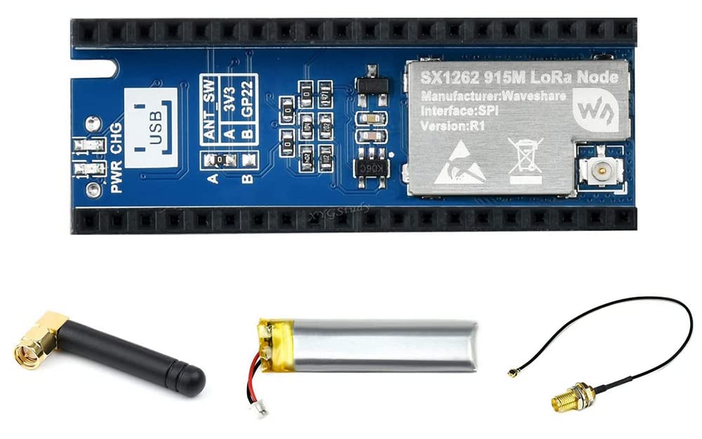 XYGStudy for Raspberry Pi Pico SX1262 LoRa Node Module Support LoRaWAN Protocol Choice of Frequency Band 915M (902~930MHz) (Pico-LoRa-SX1262-915M)