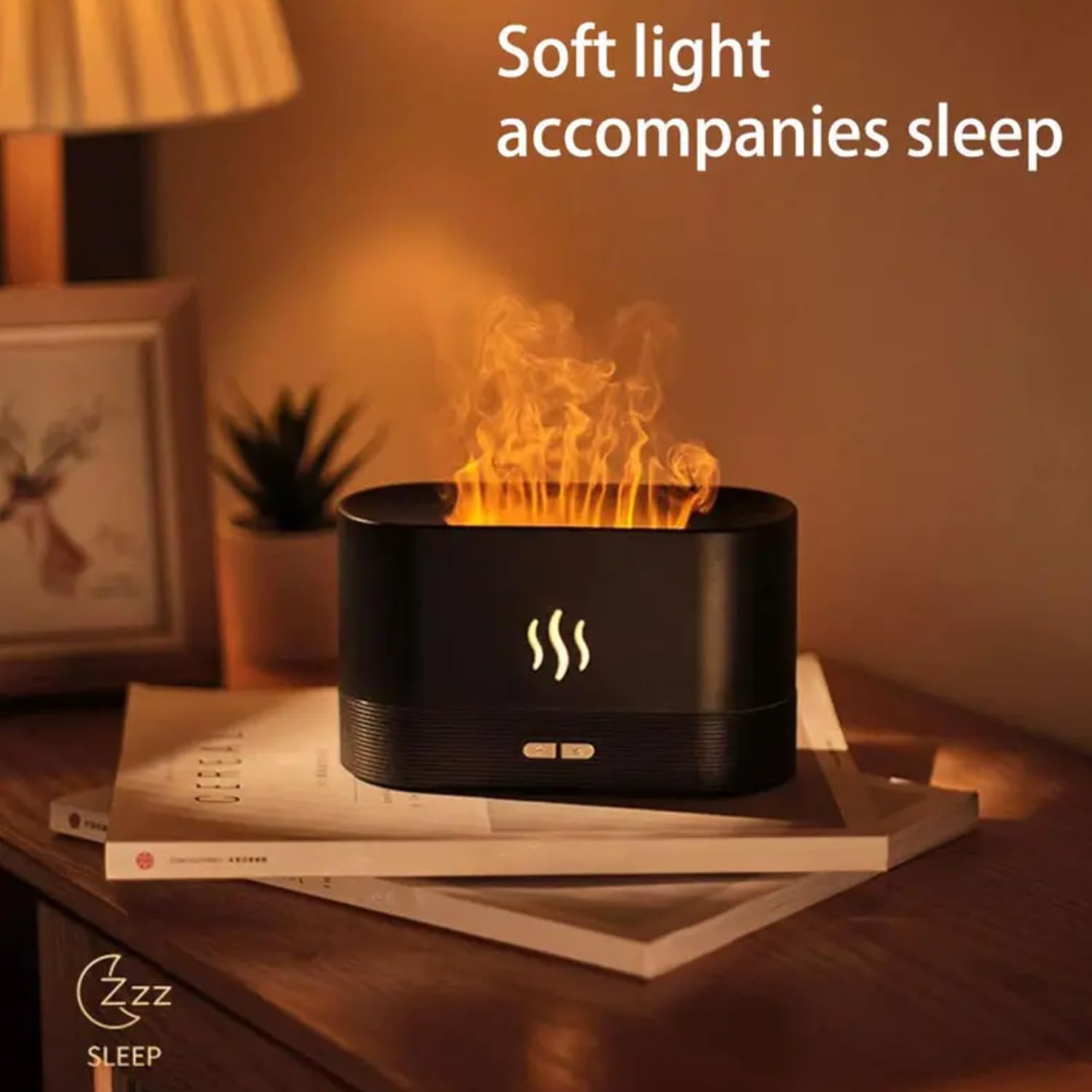USB Power Portable Desk Humidifier, Simulation Flame Air Humidifier with 7 Colors Lamp, Spring Gifts, Aroma Diffuser for Car& Home, Silent Aromatherapy Diffuser for Bedroom Office Desk Car (White)