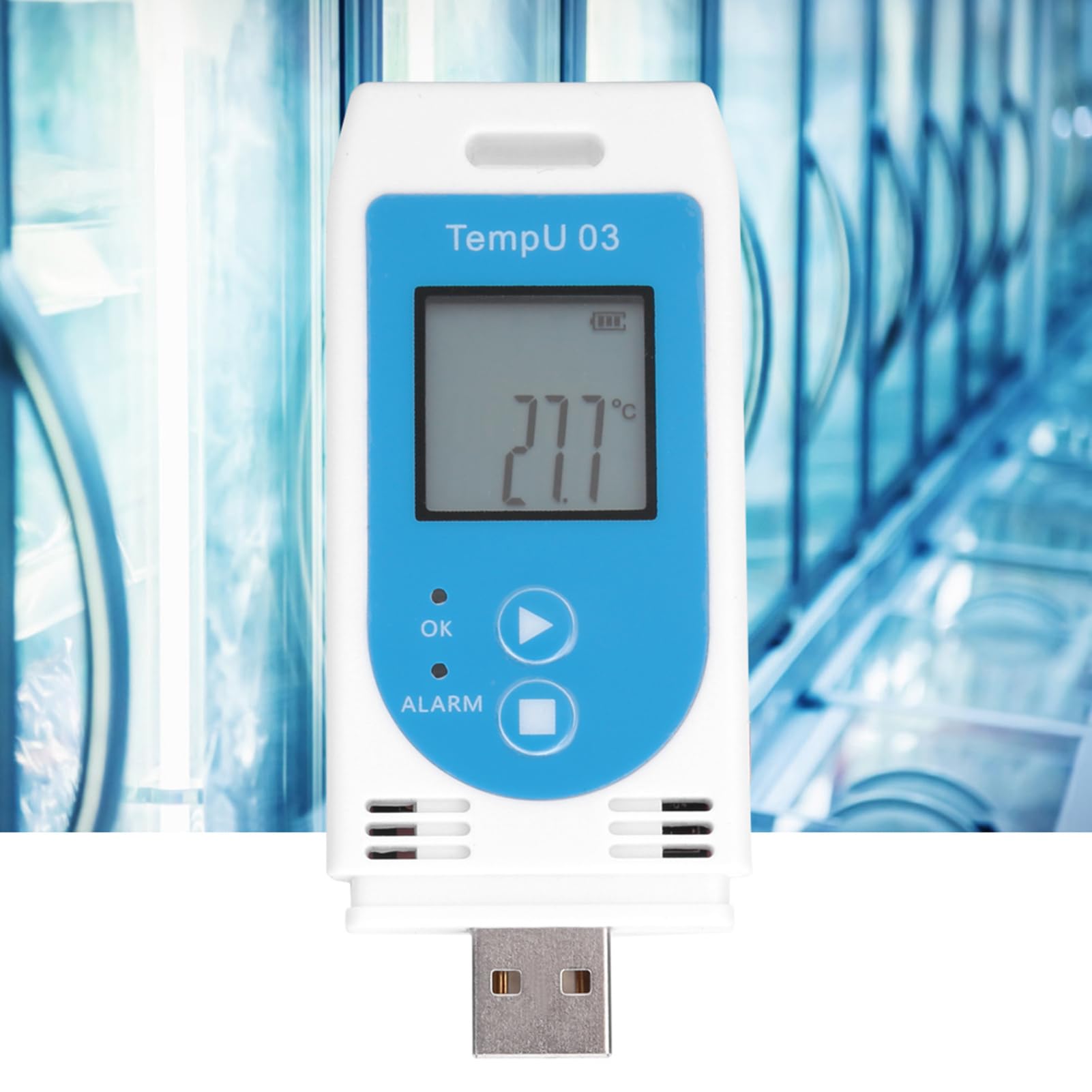 USB Temperature and Humidity, Data Loggers Recorders Data Acquisition Recorder, Temperature Humidity Data Logger PDF CVS Report with LCD Display 32000 Points for Warehouse, Logistics Transportation, C