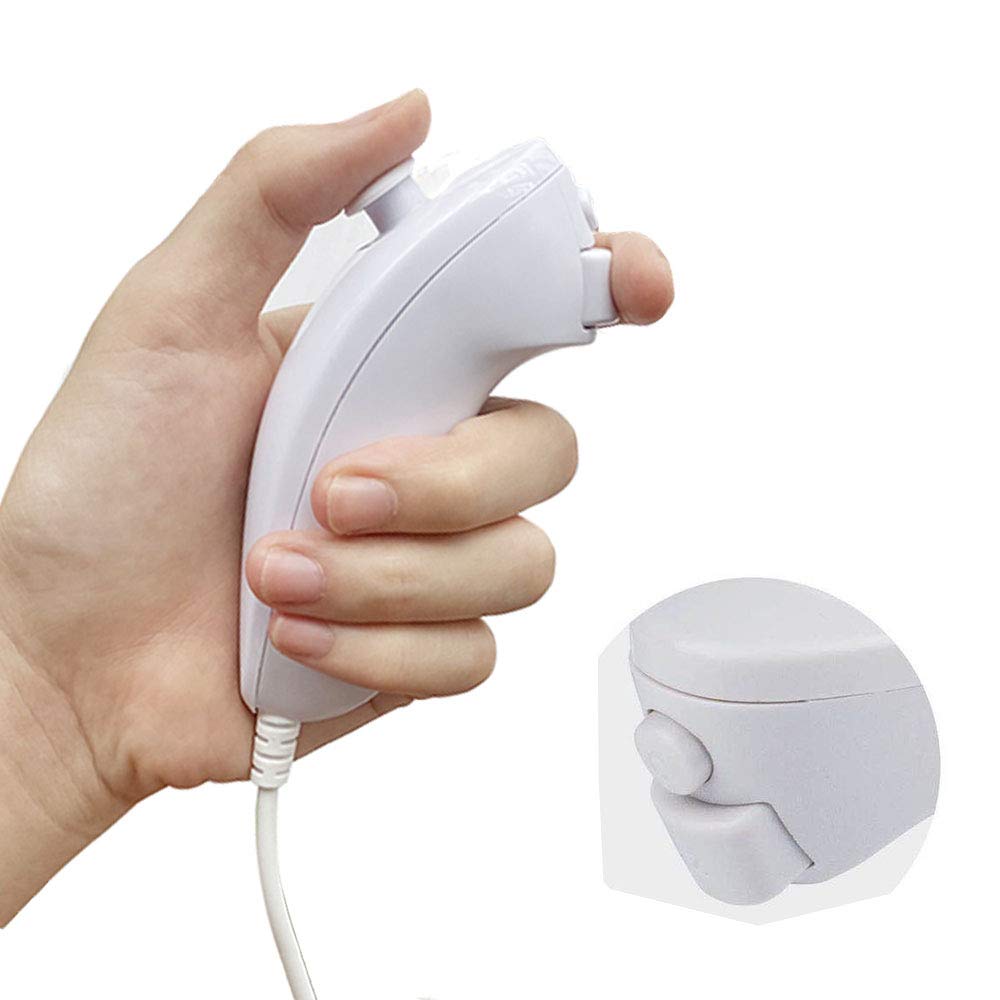 NC Nunchuck Controller Joystick Gamepad Replacement for wii Nunchuck Controller, Compatible with Nintendo Wii & Wii U Video Game Gamepads (White 1PCS)