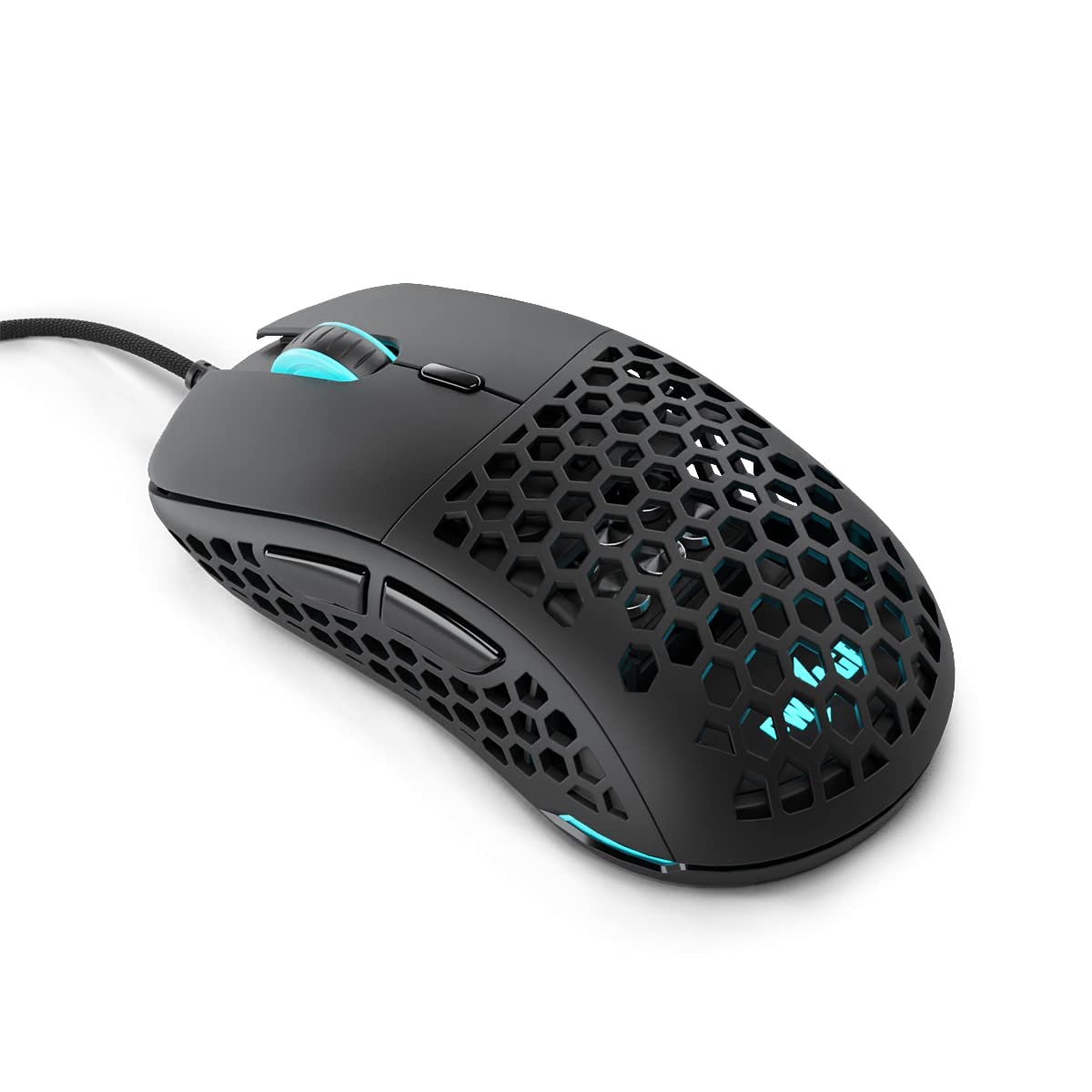 PWNAGE Symm Gaming Mouse Ultra Custom Esports Pro Gamer Flawless PMW3389 Optical Sensor 16,000 DPI - Flexible Paracord Cable - Honeycomb Sides Wired Black