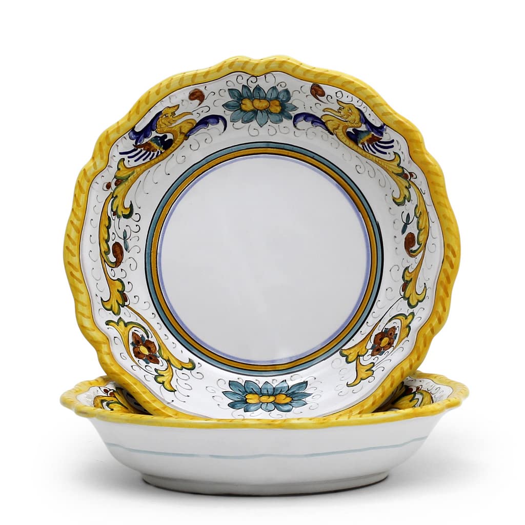 RAFFAELLESCO CLASSICO: Pasta Soup rimmed bowl fluted rims [0002CP-RAF] - Authentic hand painted in Deruta, Italy. Original design. Shipped from the USA with Certificate of Authenticity.