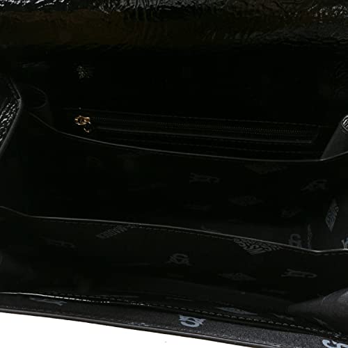 Steve Madden Womens Steve Madden KEEN Patent Box Bag, Black, One Size US