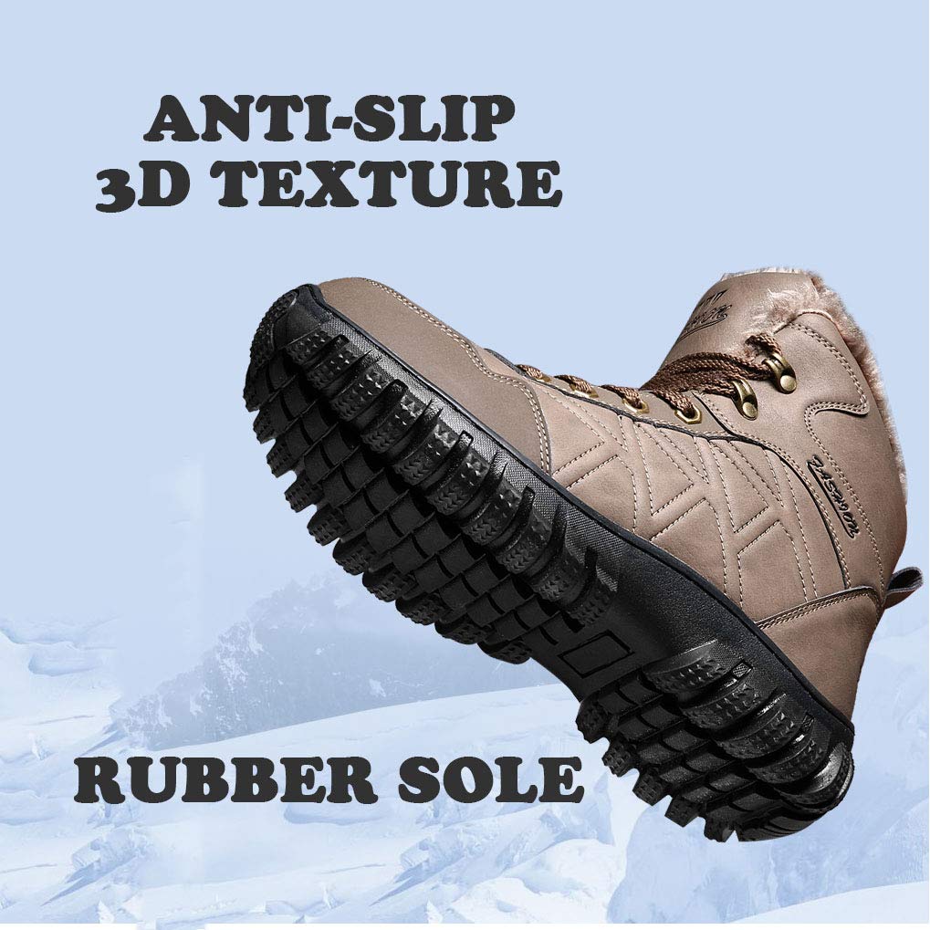 Niber Men Winter Snow Boots Warm Waterproof Mid Calf Shoes Outdoor Hiking Climbing Walking Working Bootie with Full Fur Lined