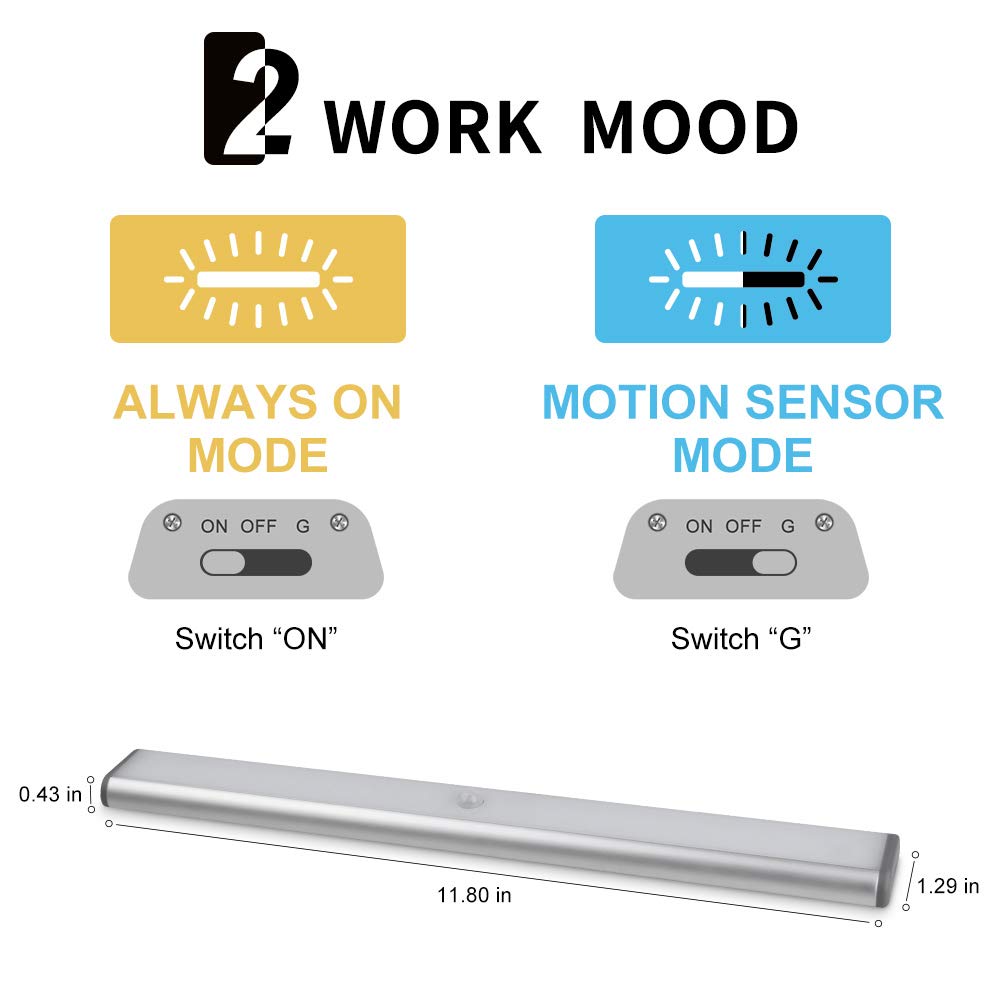 Motion Sensor Cabinet Light,Under Counter Closet Lighting, Wireless USB Rechargeable Kitchen 18 LED Warm Lights,Battery Powered Operated Light, Stick On Lights for Wardrobe,Cabinet,Cupboard (2Pack)