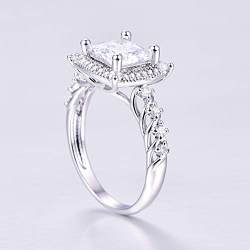 Momius 925 Sterling Silver Cubic Zircon Princess Cut Wedding Engagement Statement Band Ring for Women Size 6