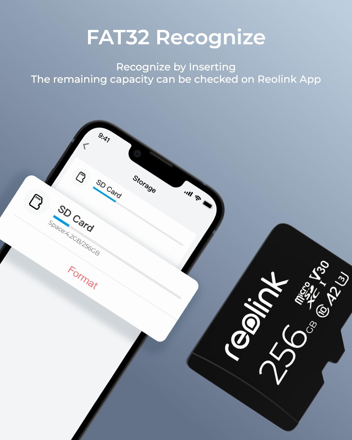 REOLINK 256GB microSDXC Memory Card, Up to 100MB/s, 4K UHD, U3, A2, V30, Class 10, Micro SD Card Fully Compatible with Reolink Security Camera