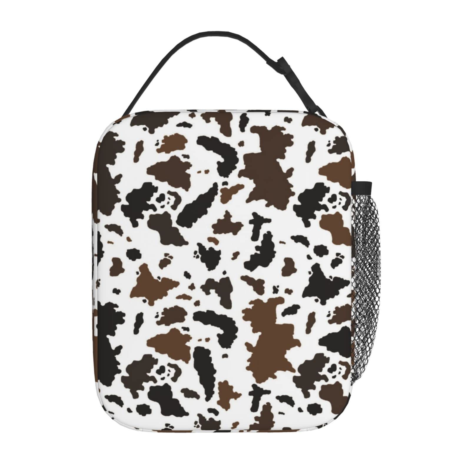 tiehrpr Fashion Cow Print Reusable Insulated Lunch Box Cooler Tote Bag Unisex Handle Lunchbox For Office/Hiking/Camping/Picnic/Beach
