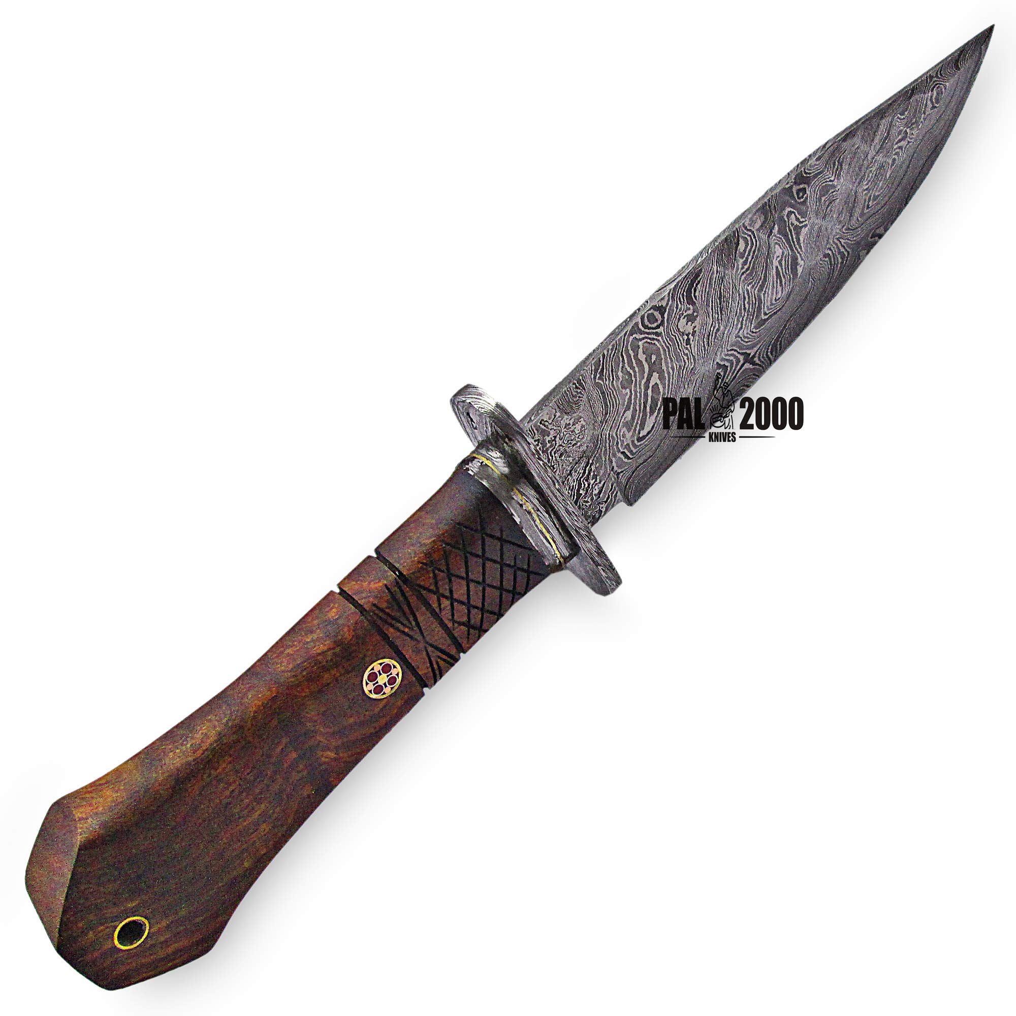 PAL 2000 HUNTING KNIVES Ssrg 9913 Handmade Damascus Steel Custom Knife Solid Rose Wood Handle