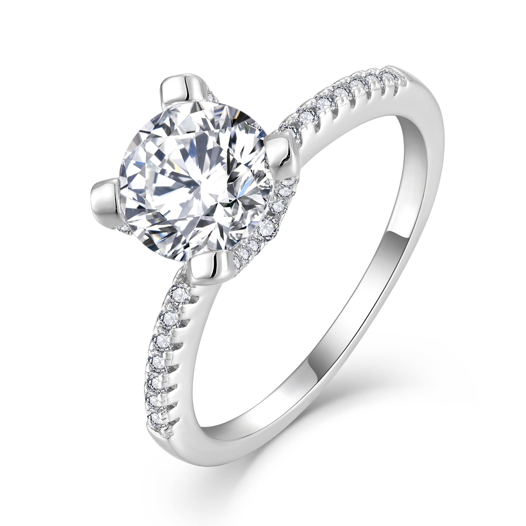 Romieka Rings Engagement Ring for Women 925 Sterling Silver with 14K White Gold Plated 5A CZ Wedding or Anniversary Rings,Size6