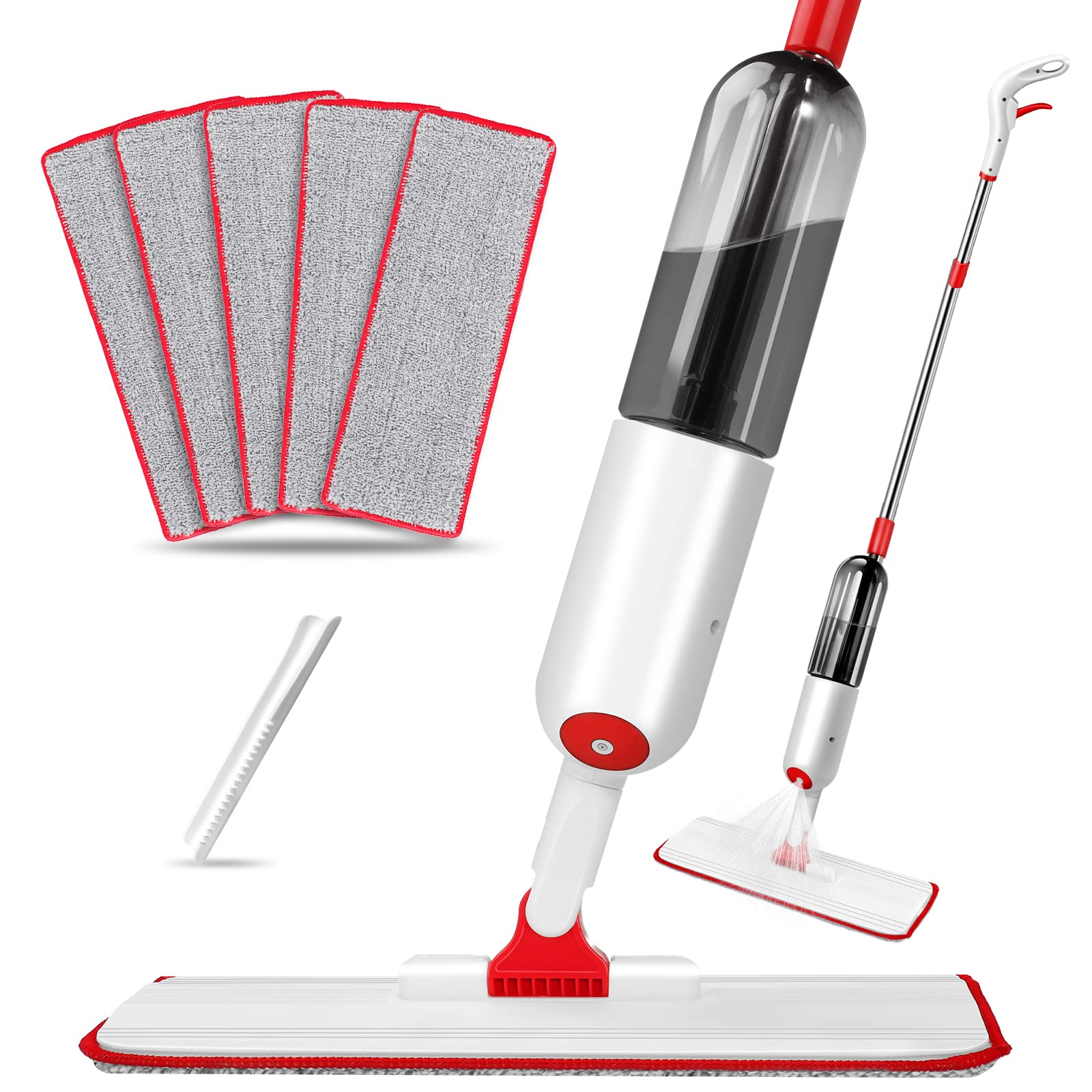 ZNM Spray Mop, Microfiber Flat Mops with 5 Washable Pads & 500ML Refillable Bottle, Hardwood Floor Mop with Spray, Wet Dry Mops for Wood, Laminate, Tile, Vinyl Floors Cleaning