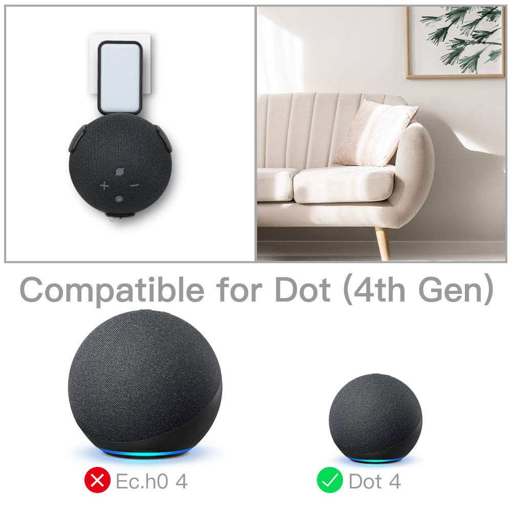 Proud Bird P4 Echo Dot Wall Mount Holder, for Amazon Alexa Echo Dot Mount 4th Generation, Built-in Cable Management, Space-Saving, Hide Messy Wires(Not Include Smart Speaker)【2 Pack, Black】