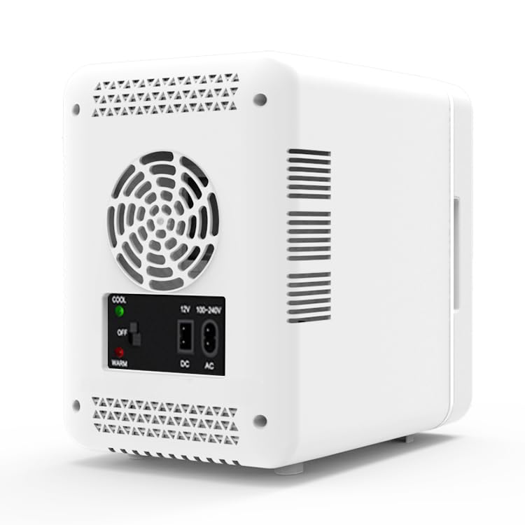 Mini Cosmetic & Personal Beauty Fridge, Mirrored Door w. Dimmable LED Light, Thermoelectric Cooling & Heating Function. 4L. Bedroom Car Office Dorm
