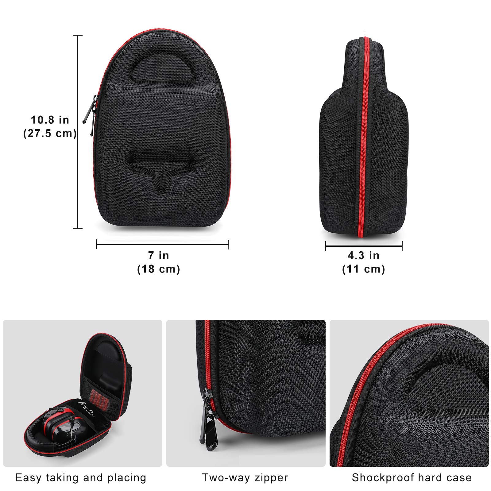 ProCase Shooting Ear Protection Earmuffs, Gun Safety Glasses and Soft Earplugs, Shooting Range Accessories with Protective Case, Gun Range Ear and Eye Protection Kit, Shooting Safety Equipment –Red
