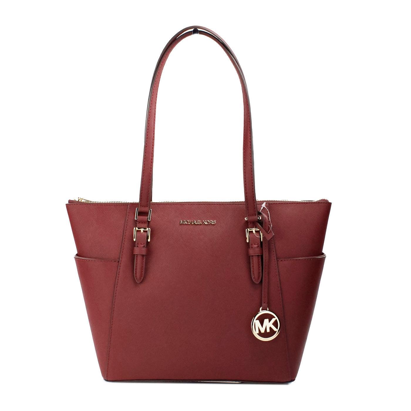 Michael Kors Charlotte Large Top Zip Tote (Dark Cherry)
