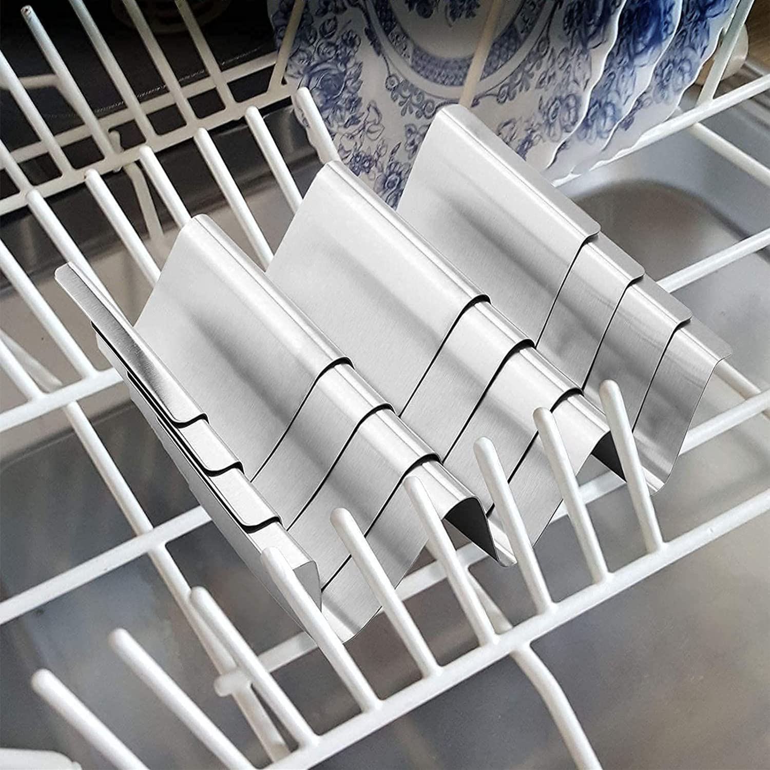 RHBLME 6 Pack Taco Holders, Stainless Steel Taco Tray with Handle, Stylish Taco Shell Holders for 3 Tacos, Use as a Taco Rack to fill Tacos with Ease - Safe for Dishwasher, Oven and Grill